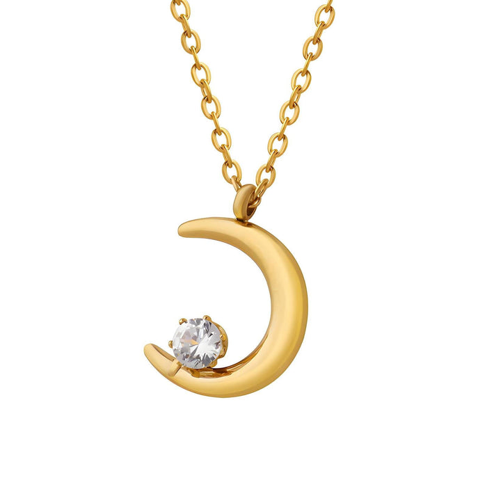 18K gold plated Stainless steel Crescent necklace, Intensity